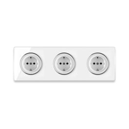 3х Schuko socket with screw terminals and glass cover frame, triple ...